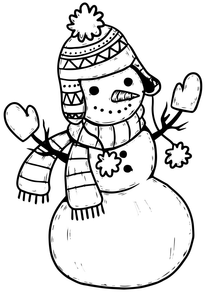 Muñecos de nieve para Imprimir y Colorear